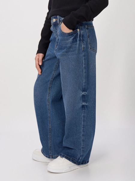 Джинсы Девочки Modis синий широкие Деним, размер 158 свободный Пуговицы, Молния Высокая Китай На ...