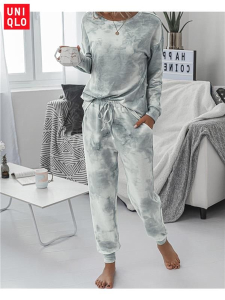 Комплект одежды Женский Uniqlo Повседневный брючный, двойка серый, размер 48 Полиэфирное волокно ...