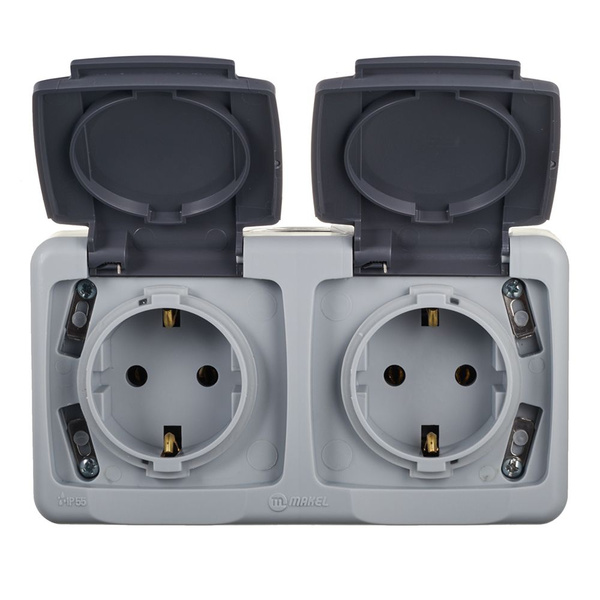 Розетка Makel накладная серая с крышкой (36064206) купить на OZON по низкой цене (1837418028)