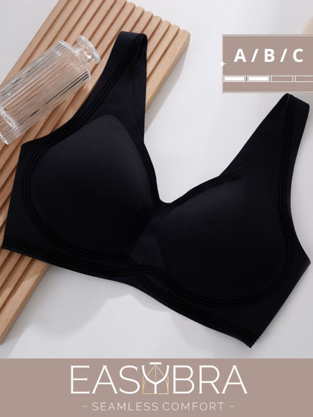Бюстгальтер Женский EASY BRA без косточек, бесшовный, размер 85A, 85B черный Полиамид, Эластан ...