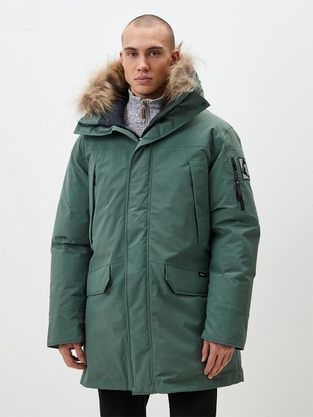 Пуховик Мужской RedFox Карманы, Манжеты светло-зеленый, голубой круглый Нейлон, Мембранные ...