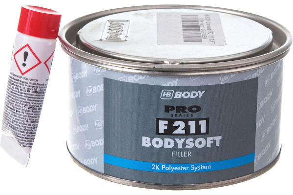 Шпатлевка наполняющая 2К полиэфирная, HB BODY PRO F211 Soft. 0.38 кг. 2112300050 (отвердитель в ...