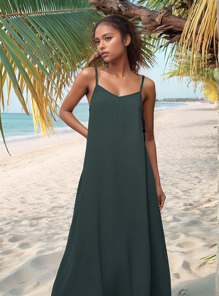 Сарафан Женский XARIZMAS MIND'N'SOUL хаки с открытыми плечами Повседневный Без рукавов Полиэстер ...