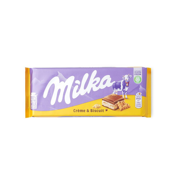 Шоколад молочный Milka Cream&Biscuit со вкусом ванили и кусочками ...