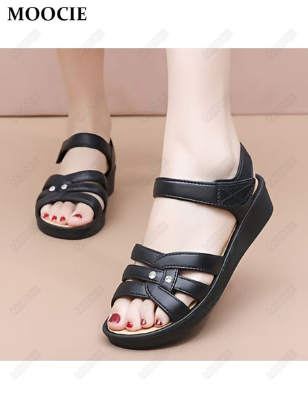 Босоножки Женский MOOCIE Без каблука ABS пластик, Искусственная кожа, размер 40 Толстая подошва ...