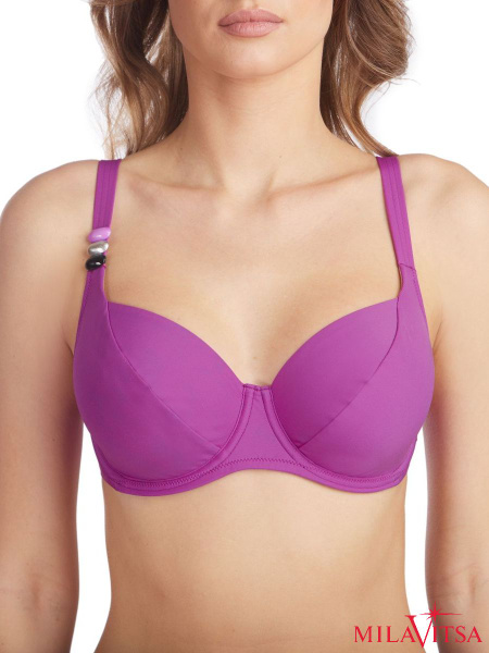 Лиф купальный Женский Milavitsa фуксия Пляжный, размер 85D Беларусь Бусины Застежка BOA Полиамид ...