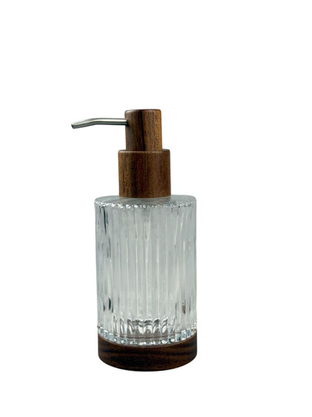 Proffi Home Дозатор для жидкого мыла, механический, "Сrystal", стекло и дерево (акация) купить c ...