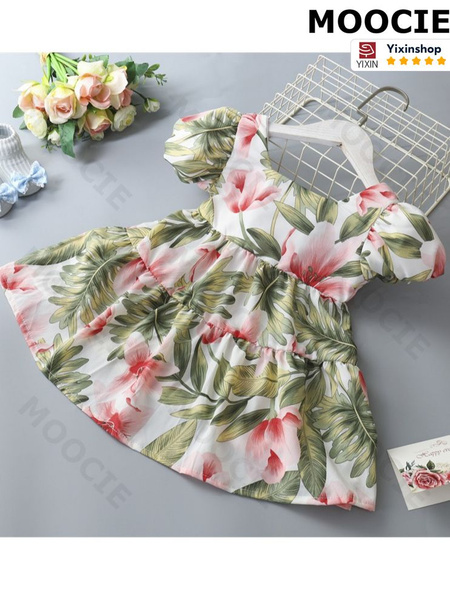 Платье для малышей Девочки MOOCIE зеленый, размер 85 Однотонный, Цветочный ABS пластик Кружево ...