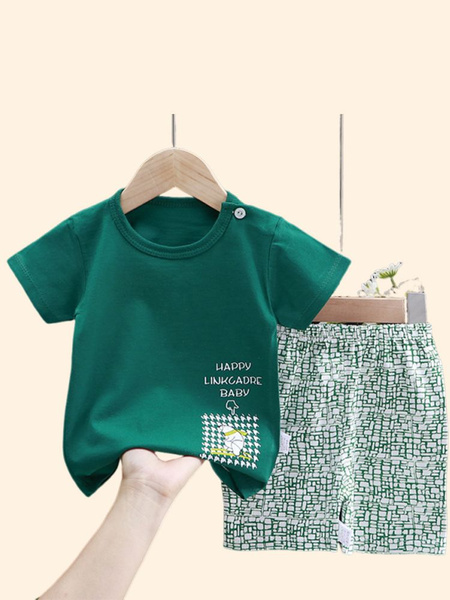 Твинсет Девочки, Мальчики BCATON натуральный зеленый Хлопок, размер 120 Короткий Китай ...