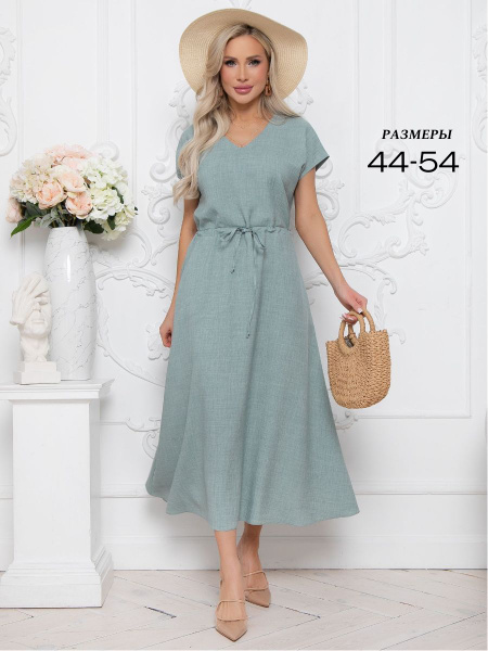 Платье Женский BELLMELODY бледно-бирюзовый Повседневный Короткий Текстиль Карманы, размер 54 ...