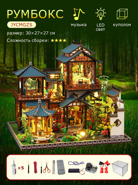 Подарочный Интерьерный конструктор (Румбокс) миниатюра JYCMGZS "Китайский дворик" DIY House с ...