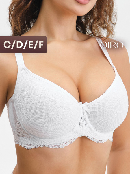 Бюстгальтер Женский OIRO мягкая чашка на каркасе, на косточках, размер 90D белый Нейлон, Эластан ...