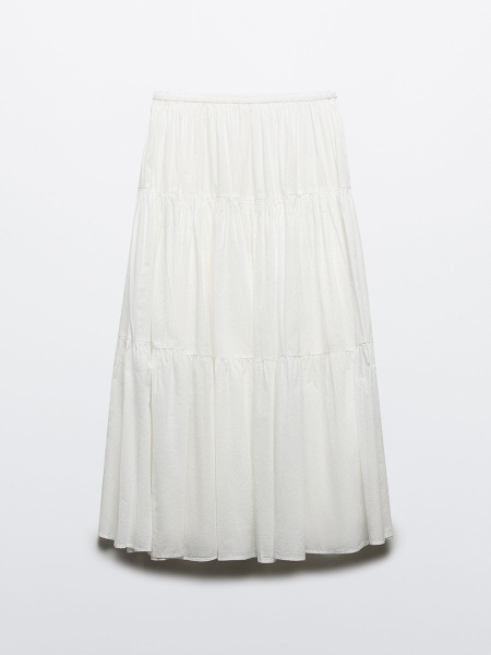 Юбка Женский Befree белый Ткань трапеция, размер 48 Резинка Однотонный На любой сезон трапеция ...