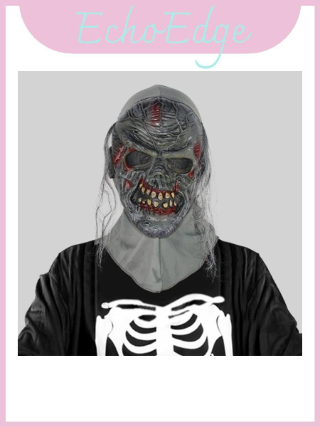 маска для хэллоуина chilling gray zombie mask, серый, тематические ...