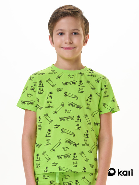 Футболка Мальчики Kari желто-зеленый Короткий, размер 152 Хлопок Повседневный Китай купить c ...
