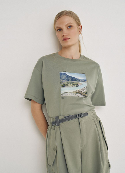 Футболка Женский O'STIN салатовый, размер 46 Трикотаж Повседневный Китай купить c доставкой на ...