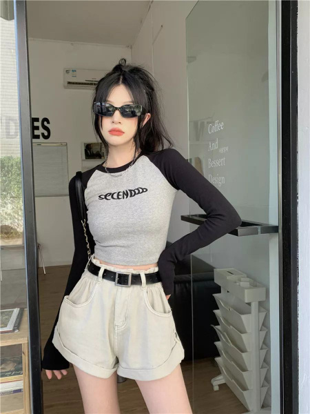 Топ Женский CHAOPAI серый, размер 40, 42 Политекс Длинный Китай Надписи купить c доставкой на ...