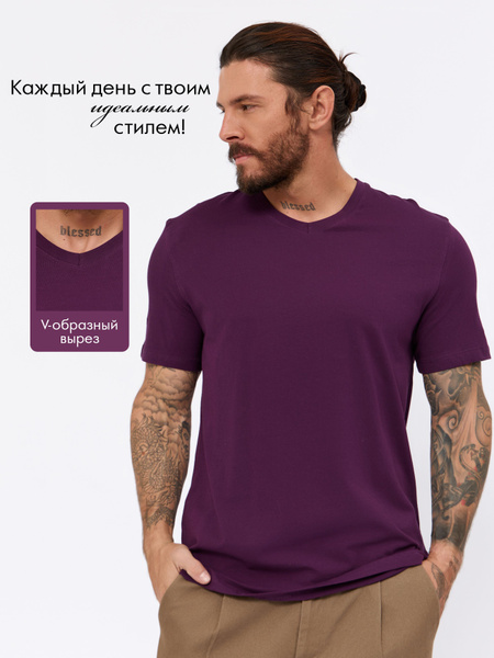 Футболка Мужской AXXELLA фиолетовый Короткий, размер 50 свободный ...
