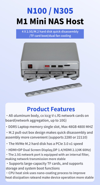 Intel Мини-ПК M1 Mini N305 Pro (Intel Core i3-N305, RAM 16 ГБ, SSD 512 ...