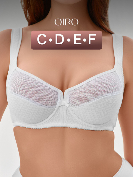 Бюстгальтер Женский OIRO мягкая чашка на каркасе, на косточках, размер 90F белый матовый Нейлон ...