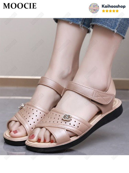 Босоножки Женский MOOCIE Без каблука ABS пластик, Искусственная кожа, размер 38 Толстая подошва ...