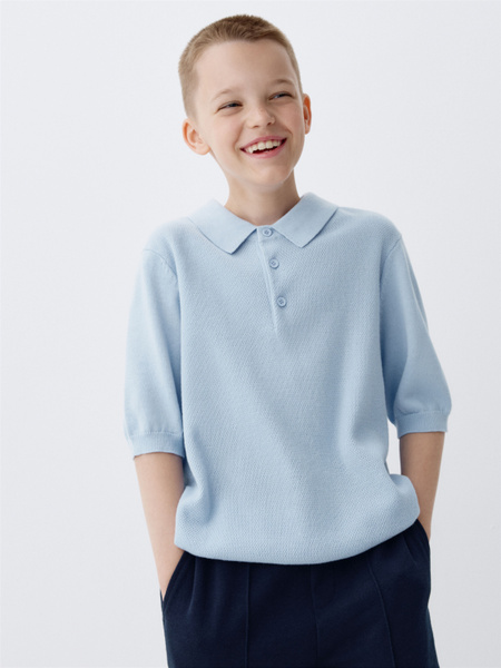 Джемпер Мальчики SELA голубой, размер 164 Пуговицы свободный Китай купить c доставкой на OZON по ...