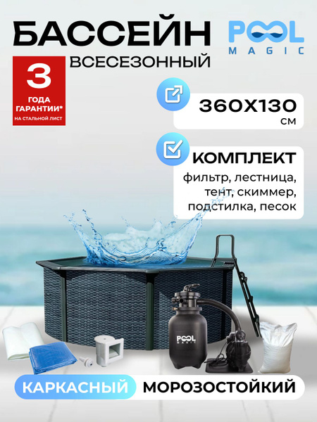 Бассейн Каркасный 360x360x Poolmagic целевая аудитория: Взрослая купить c доставкой на OZON по ...