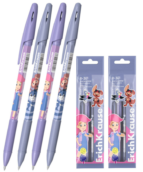 Ручка шариковая 8 шт ErichKrause R-301 Stick&Grip Простоквашино для ...