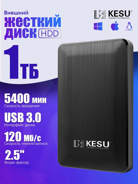 KESU 1 ТБ Внешний жесткий диск (KESU-2518), Пластик, черный купить на OZON по низкой цене ...