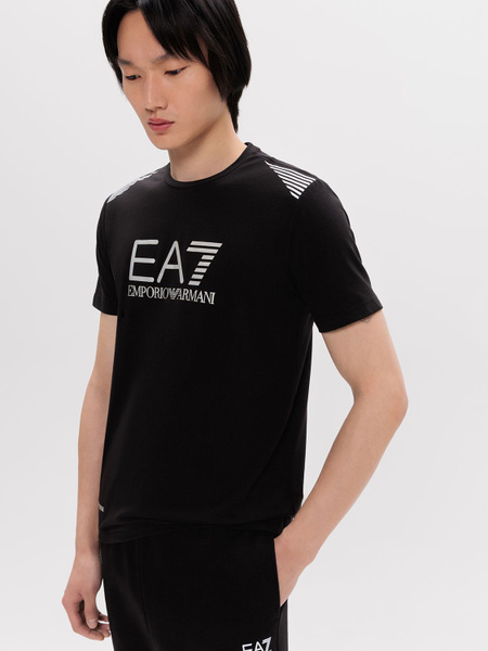 Футболка Мужской EA7 черный, размер 54, 56 Полиэстер, Хлопок Логотип Повседневный Китай купить c ...