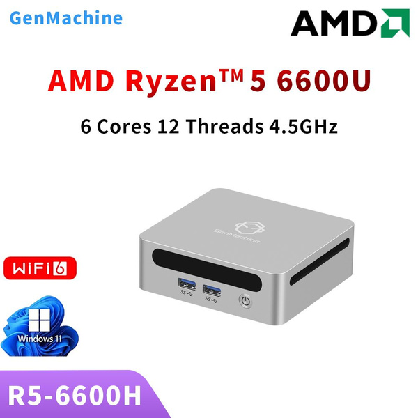 GenMachine Мини-ПК REN PRO 6600U, USB4/USB-C/Dual HDMI/WiFi6/BT5.2 (AMD ...