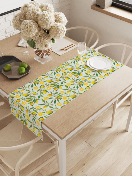 Дорожка водоотталкивающая на стол "Ветка лимонов" 145х40 см, JoyArty купить на OZON по низкой ...