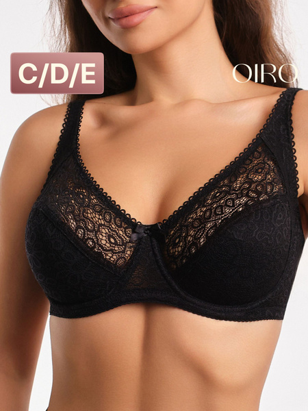 Бюстгальтер Женский OIRO мягкая чашка на каркасе, размер 100C черный Нейлон, Спандекс ...