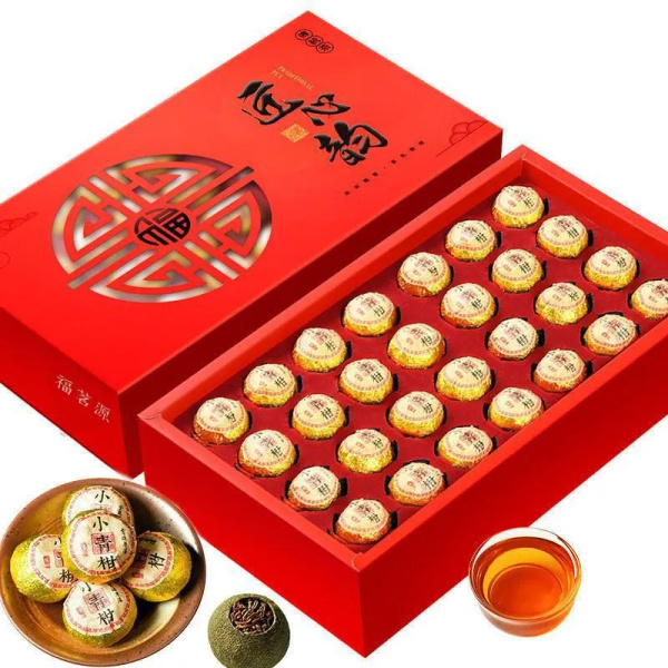 Китайский чай, Чай чёрный Пуэр Шу в мандарине 250 г, красиво ...