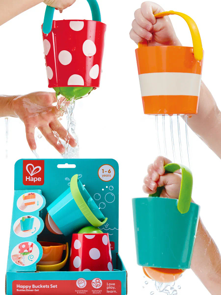 Игрушка для купания Счастливые ведра Hape купить на OZON по низкой цене (2402545571)