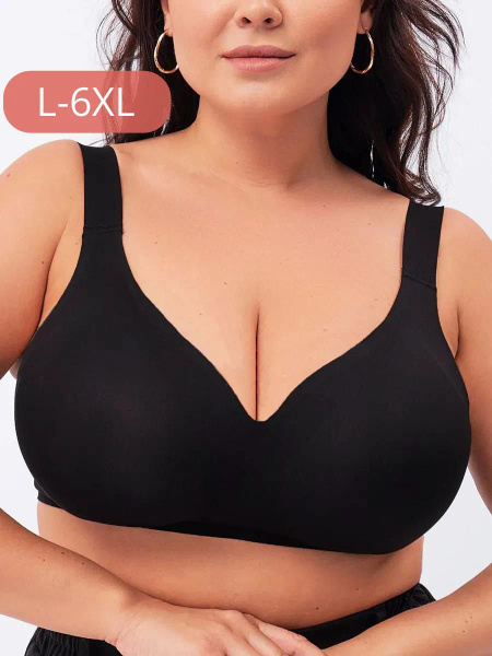 Бюстгальтер Женский бесшовный, без косточек, размер 75F, 80C черный Нейлон, Поролон Китай Крючки ...
