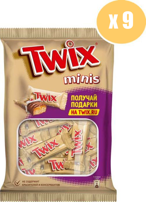 Шоколадные конфеты Twix Minis, 9 пакетов по 184 г — купить в интернет-магазине OZON с быстрой ...