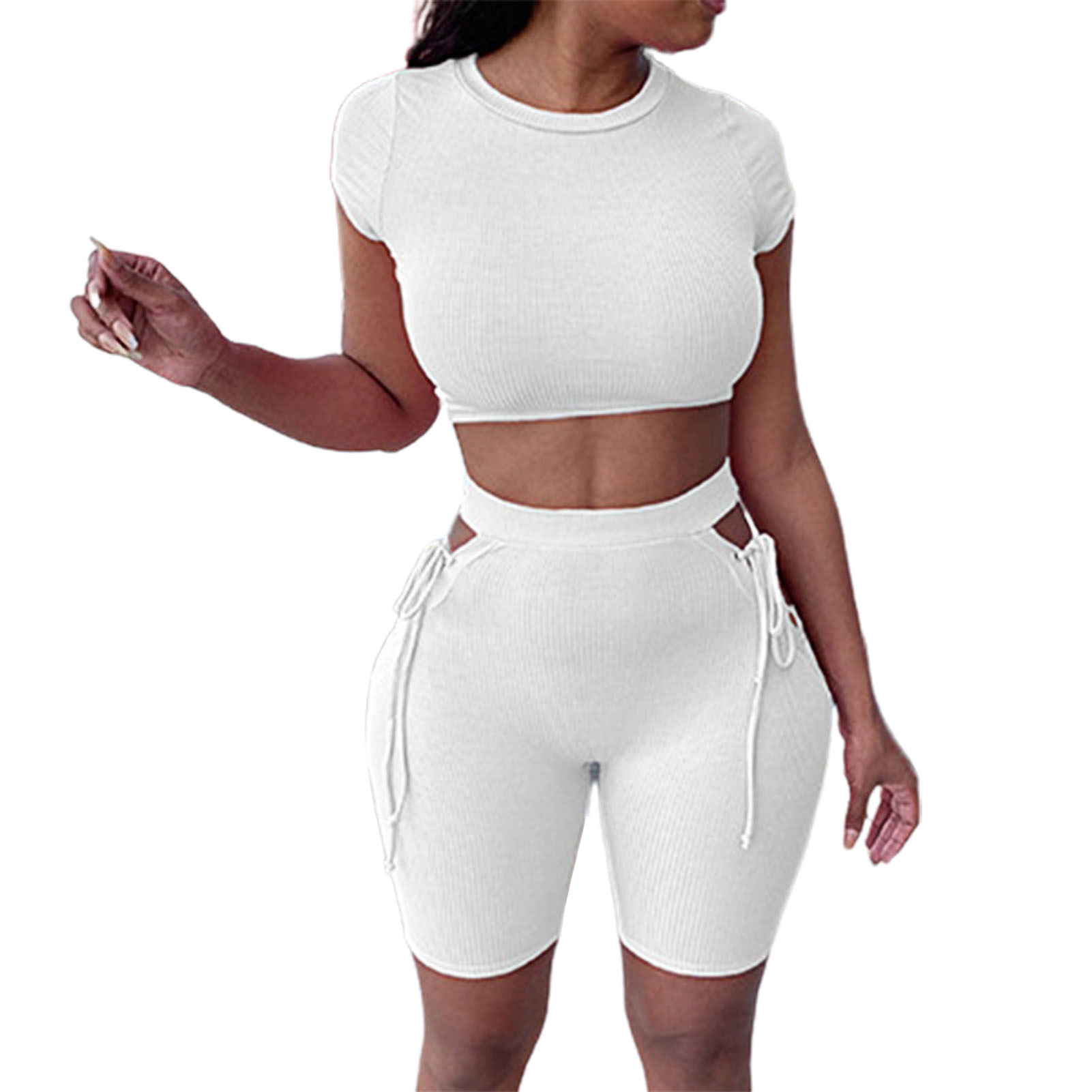 MUSTY Women Outfit Round Neck Slim-fit Solid Color Women Fashion T ...