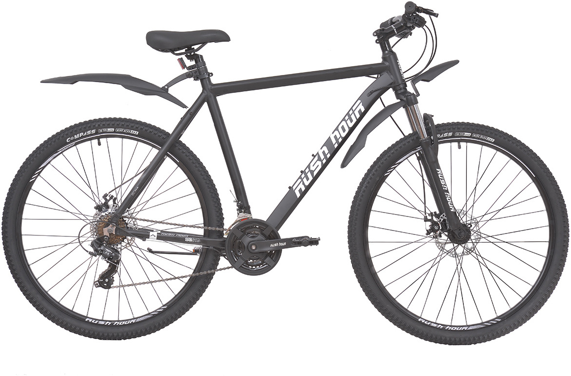 Велосипед 29" 21ск RUSH HOUR XS 925 DISC AL черный рама 23", рост 190 ...