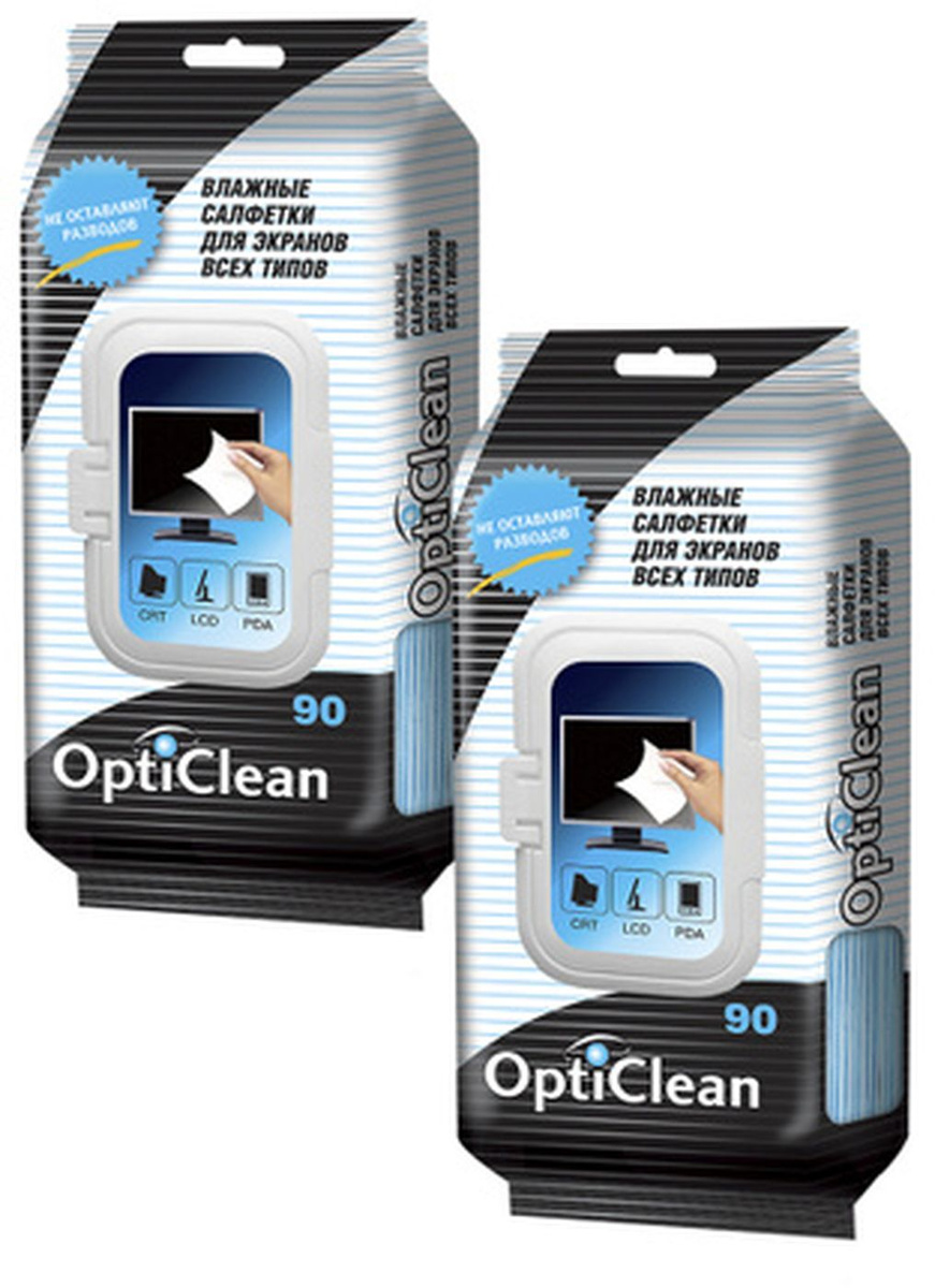Влажные салфетки Opti Clean №90 для экранов всех типов, 2 шт — купить в ...