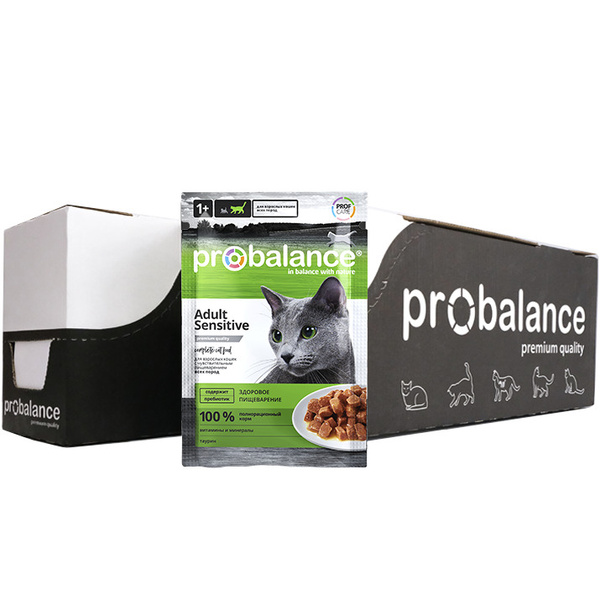 Корм консервированный Probalance Sensitive для взрослых кошек с чувствительным пищеварением, 85 ...