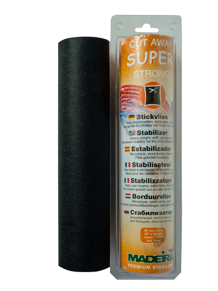 Стабилизатор особо прочный для вышивки Super Strong черный, 30 см * 5 м ...