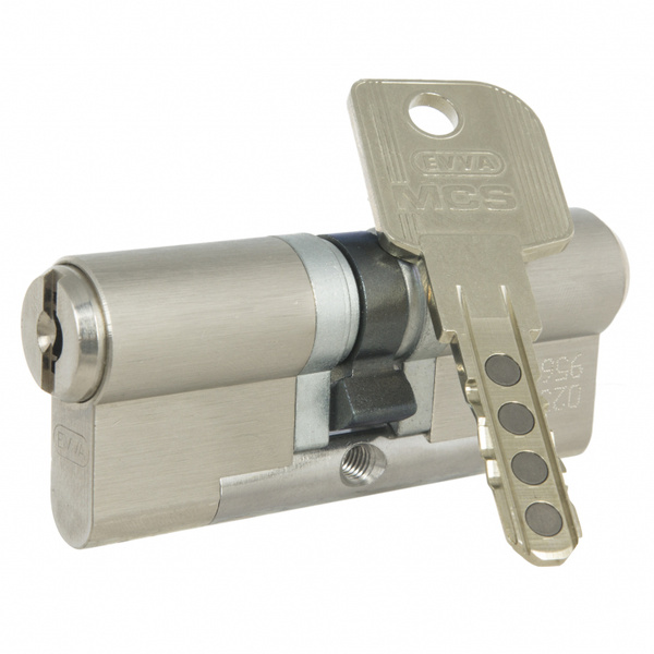 Цилиндровый механизм EVVA MCS ключ/ключ 92 мм. (41+51) матовый никель (личинка замка, сердцевина ...
