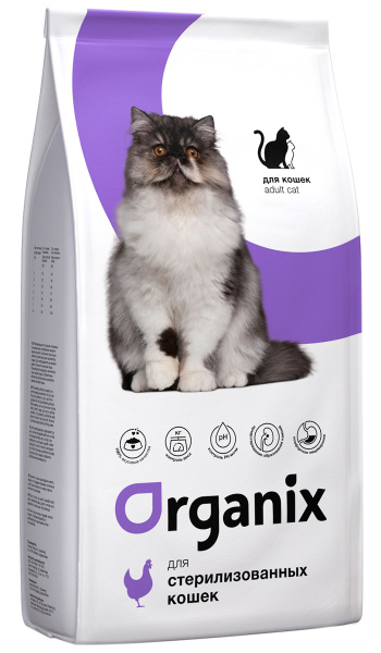 ORGANIX ADULT CAT STERILIZED корм для взрослых стерилизованных кошек с ...