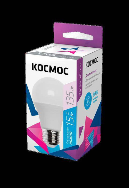 Лампочка светодиодная E27 15 Вт 6500 К LED лампа Груша A60 Холодный белый свет 230 В Космос ...