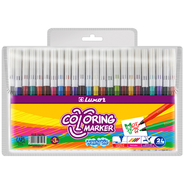 Фломастеры смываемые 24 цвета Luxor "Coloring", 1 упаковка - купить с ...