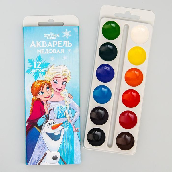 Акварель медовая"Анна, Эльза и Олаф" Холодное сердце, 12 цветов, без ...