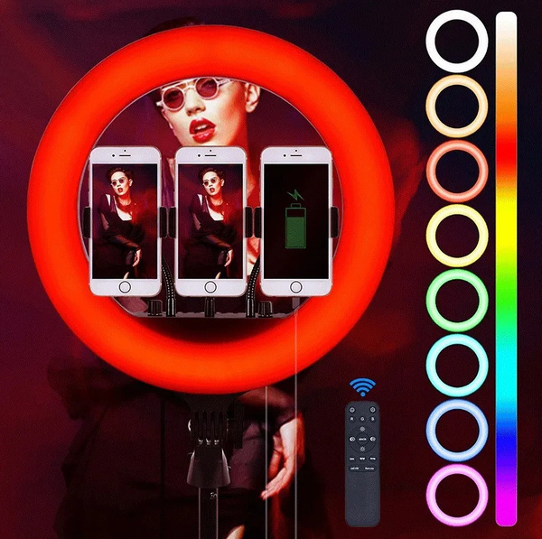 Кольцевая светодиодная лампа LED Soft Ring Light RL-18 45см черный - купить с доставкой по ...