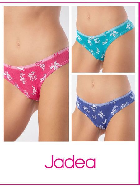 Комплект белья Женский Jadea разноцветный Без застежки бразильяна Хлопок, размер 46 Вечерний ...