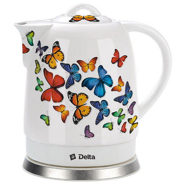 Купить электрический чайник Delta Lux Dl-1233a 1.7л белый /бабочки ...